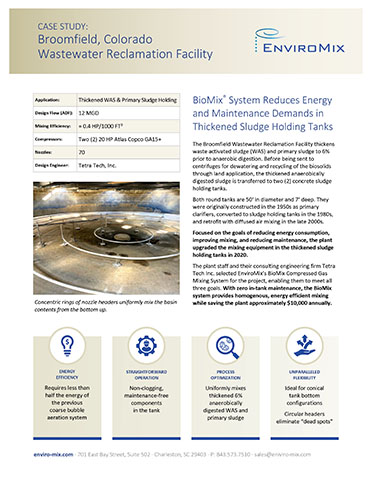 Broomfield, CO: BioMix Reduces Energy and Maintenance Demands for WRF